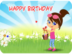 Free Birthday Girl Flower Basket Ecard | GotFreeECards.com